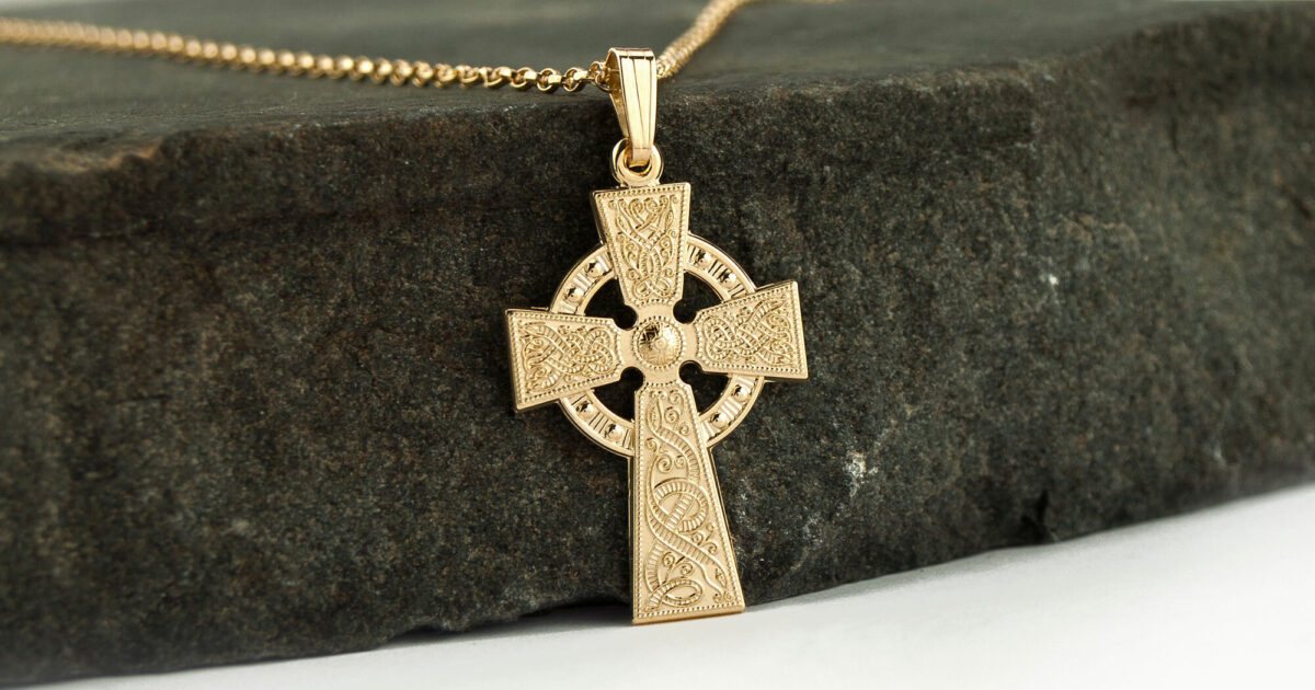 Gold Celtic Necklaces Made in Dublin, Ireland